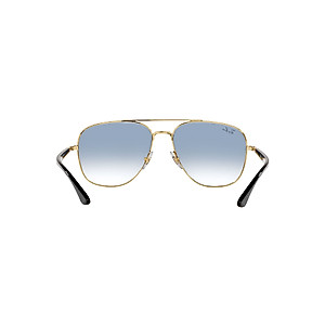 Ray-Ban RB3683 Square Sunglasses, Black on Gold/Clear Gradient Blue, 59 mm