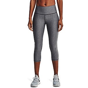 Under Armour Womens HeatGear Armour High Waisted Pocketed No-Slip Capri , Charcoal Light Heather (019)/White , Medium