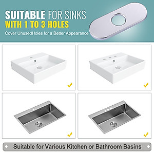 WOWOW 6.3 inch Kitchen Sink Faucet Hole Cover Deck Plate Chrome,Sink Hole Cover for 1 or 3 Hole Kitchen，Sink Faucet Single Hole Mixer Tap, Escutcheon Plate Stainless Steel Deck Plate