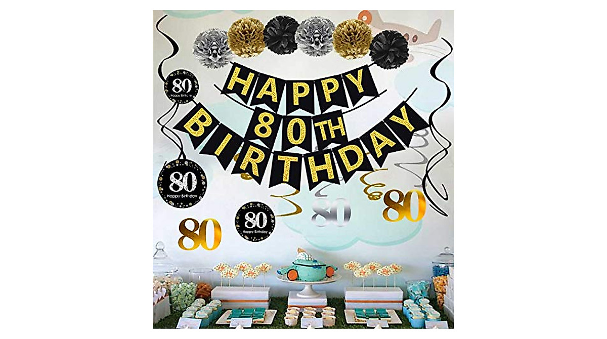 Elegant 80th Birthday Decorations Pack by Famoby | Celebrate in Style