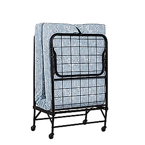 DHP Levy Folding Guest Bed with Metal Frame & 4 Inch Mattress, Twin, Black