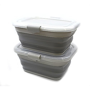 SAMMART 19.5L Set of 2 Collapsible Laundry Basket with Lid - Foldable Pop Up Storage Container/Organizer - Portable Washing Tub - Space Saving Hamper/Basket with Lid (2, Grey)