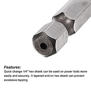uxcell Combination Drill and Tap Bit, 1/4" Hex Shank M6 x 1 Metric Titanium Coated High Speed Steel 4341 Spiral Flute Drilling Tapping Tool Extra Long