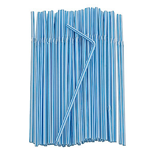 Flexible Plastic Drinking Straws (Assorted Classic Striped) Bendable Disposable BPA Free Bendy Straws