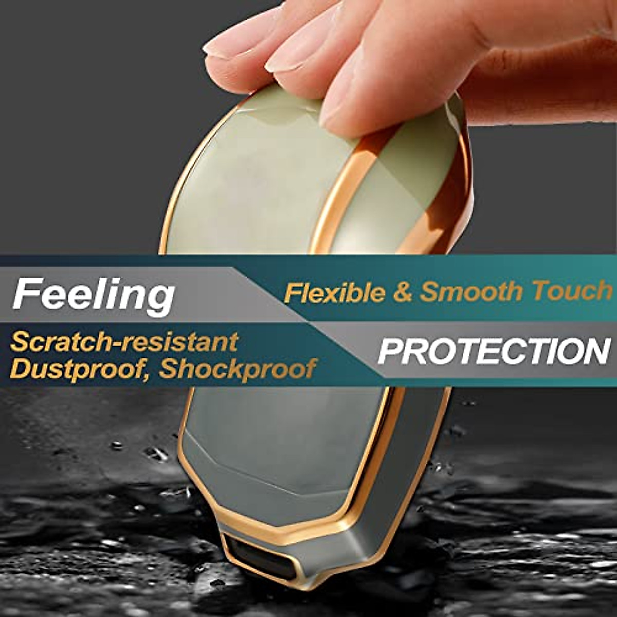 FEYOUN Key Fob Cover Compatible with Buick Encore Chevy Chevrolet Camaro Equinox Impala Sonic Trax GMC Terrain Flip 4 Buttons TPU Remote Keyless Key Fob Case Protection Shell Accessories, White