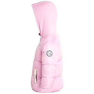 DKNY Baby Girls Winter Jacket – Reversible Puffer Jacket with Fleece Lining – Reversible Coat for Infants/Toddlers (12M-4T), Size 4T, Medium Pink/Pink Cream Hearts