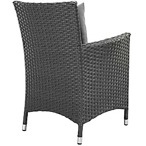Modway EEI-2242-CHC-GRY-SET Sojourn Wicker Rattan Outdoor Patio Sunbrella Dining Chairs in Canvas Gray, Two Armchairs