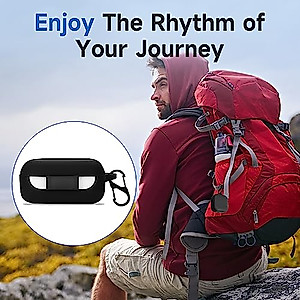 LDSXAY Compatible with Echo Buds 2023 Case Cover, Soft Silicone Shockproof Protective Case Skin for All-New Echo Buds (2023 Release) Charging Case with Carabiner, Front LED Visible (Black)