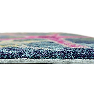 Unique Loom Positano Collection Coastal Modern Bright Colors Starfish Navy Blue Area Rug (8' x 10')