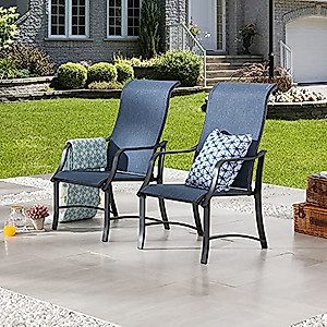 LOKATSE HOME Dining Chairs with High Backrest Outdoor Metal Furniture for Garden Patio Pool Yard, Blue