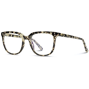 WearMe Pro - Square Rectangular Classic Flat Top Women Men Unisex Blue Light Glasses (Cream-Tortoise)