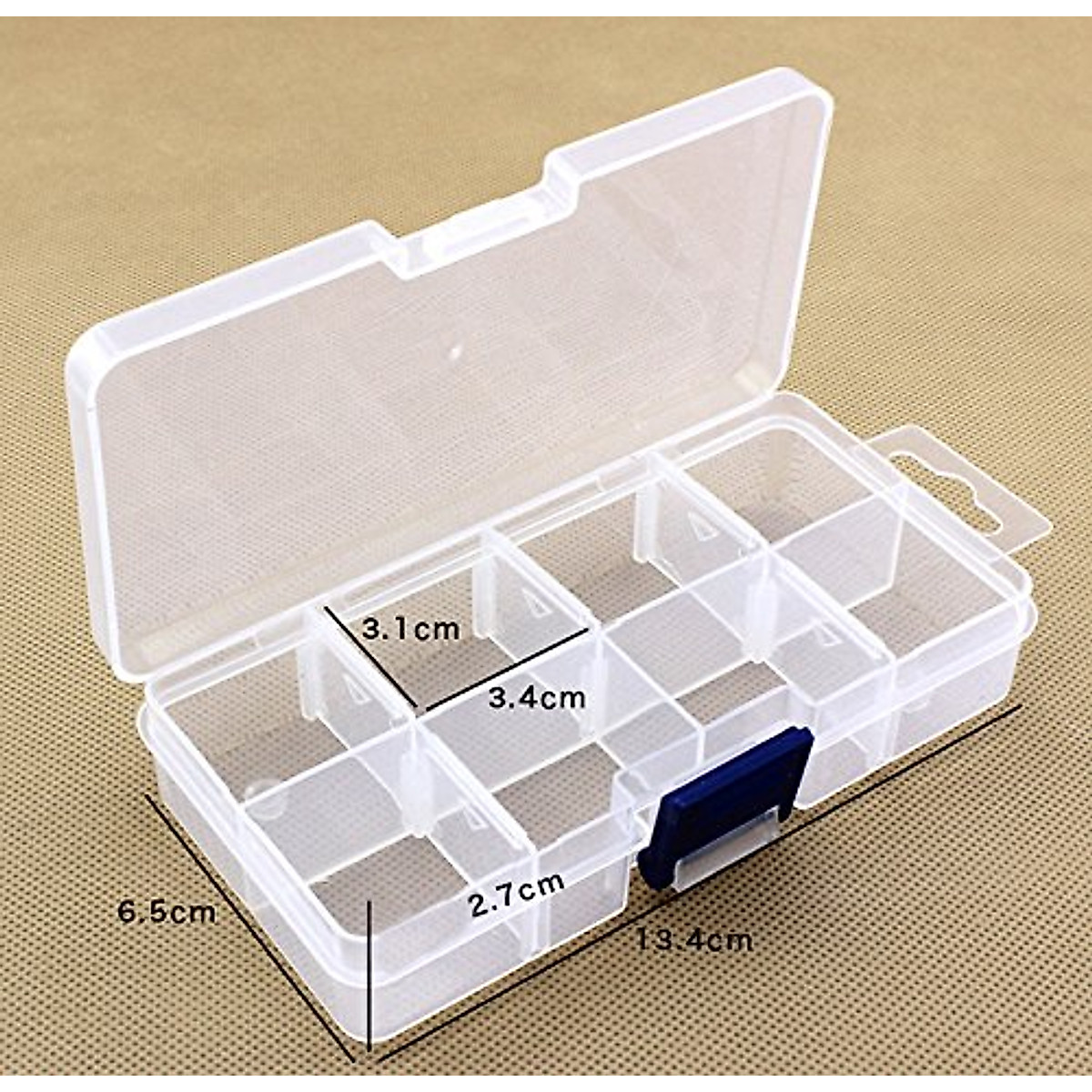 8 Grid Portable Clear Hard Plastic with Removable Dividers Art Craft Storage Container Jewelry Ring Earring Beads Sewing Pills Accessories Storage Organizer Box Case