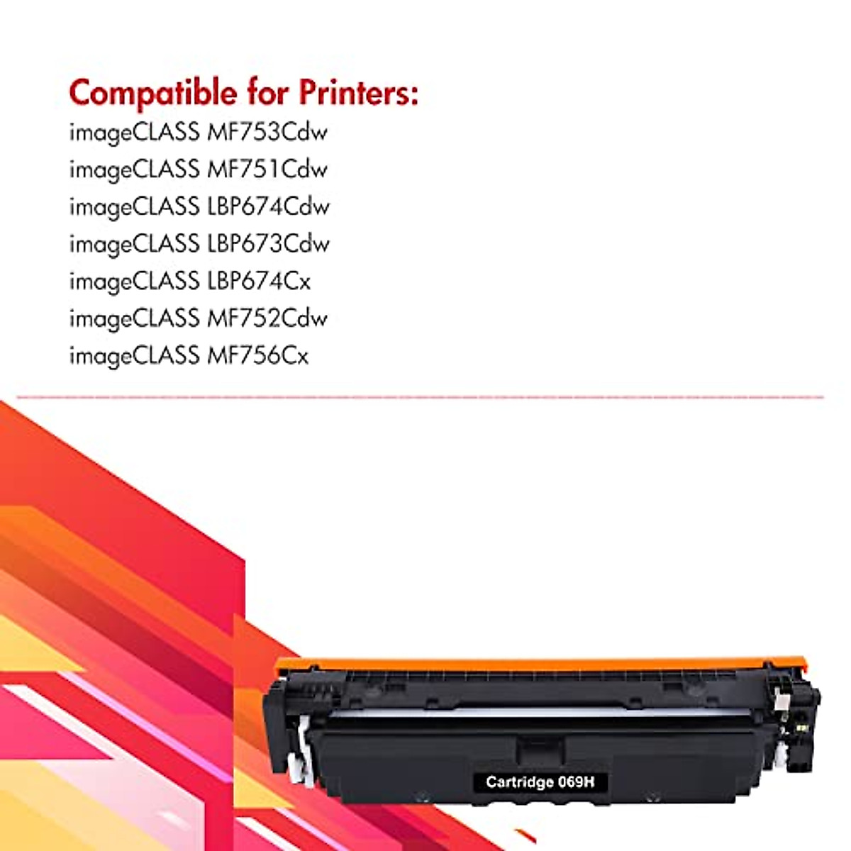 069H 069 Black Toner Cartridge 1-Pack Replacement for Canon 069H Toner Cartridge for Canon imageCLASS MF753Cdw MF751Cdw LBP674Cdw Series Printer Ink