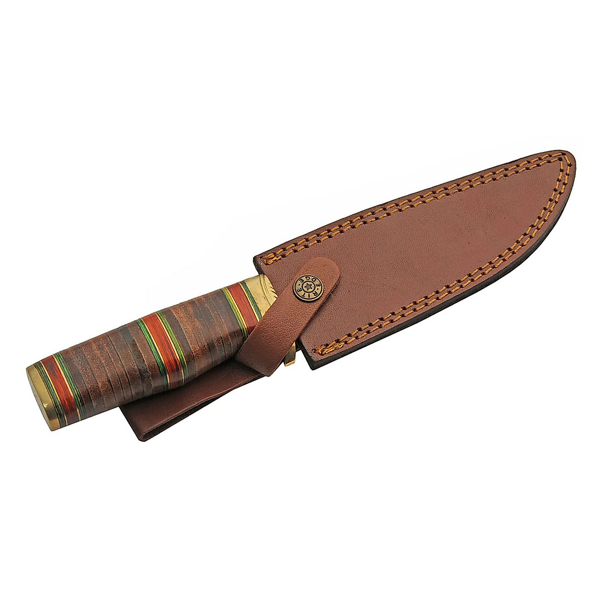 Winter Cabin Stainless Steel Blade Leather Stacked Handle 11 inch Hunting Knife