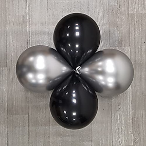 MOXMAY Balloon Column Kit - Set of 2 Balloon Columns with Stand Base and Pole Balloon Tower Backdrop Decoration for Wedding Baby Shower Birthday Party 100 Balloons Included(Silver Black)