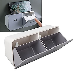 Wall Mounted Qtip Holder, 2 Grids Clamshell Dust Proof Cotton Swab Holder for Home Kitchen Bathroom Office