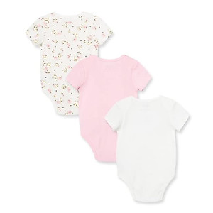 Little Me Baby-Girls Newborn Rose 3 Pack Bodysuit, Pink Floral, 3 Months