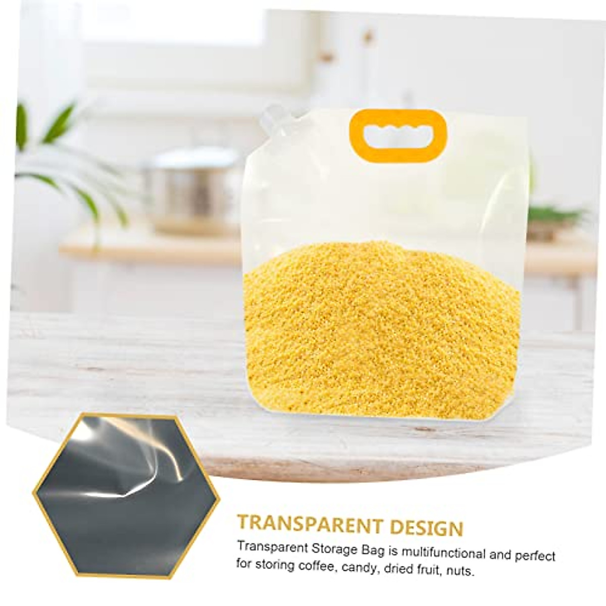 Cabilock 20 Pcs Transparent Grain Bag Nuts Storage Bags Kitchen Canisters Grain Nozzle Bags Reusable Snack Bags Reusable Produce Bags Clear Organizer Bags Nuts Bags Tea Bag Handle Food