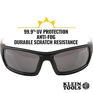 Klein Tools 60164 Safety Glasses, Professional PPE Protective Eyewear with Full Frame, Scratch Resistant and Anti-Fog, Gray Lens