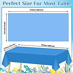 12 Pcs Plastic Table Cloth Disposable Table Cover Plastic Table Cloth for Indoor or Outdoor Tables Parties Picnic Birthdays and Weddings, 54" x 108" (Lake Blue,Sky Blue,Dark Blue)
