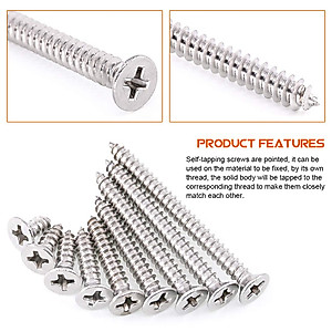 Rustark 210Pcs [#6 5/16'' to 1-1/2''] 304 Stainless Steel Flat Head Phillips Cross Wood Screw Drive Self-Drilling Screws Assortment Kit