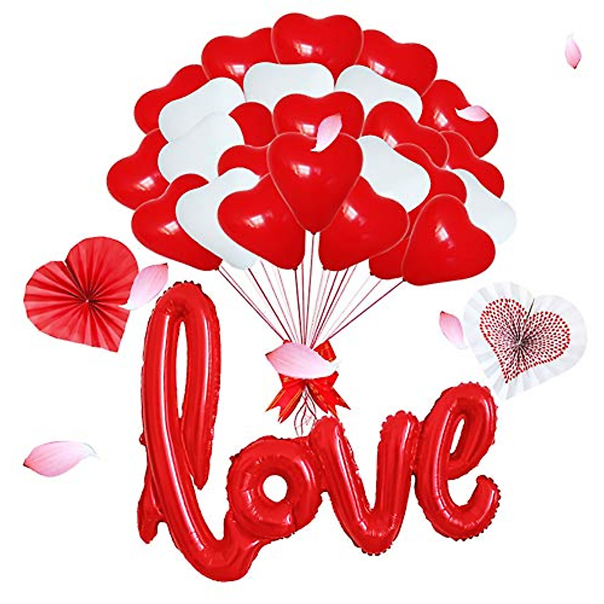 Large Red LOVE Foil Balloons Banner,42 Inch Mylar Foil Letters Balloons Reusable Ecofriendly Material for Wedding Bridal Shower Anniversary Engagement Party Decorations Supplies