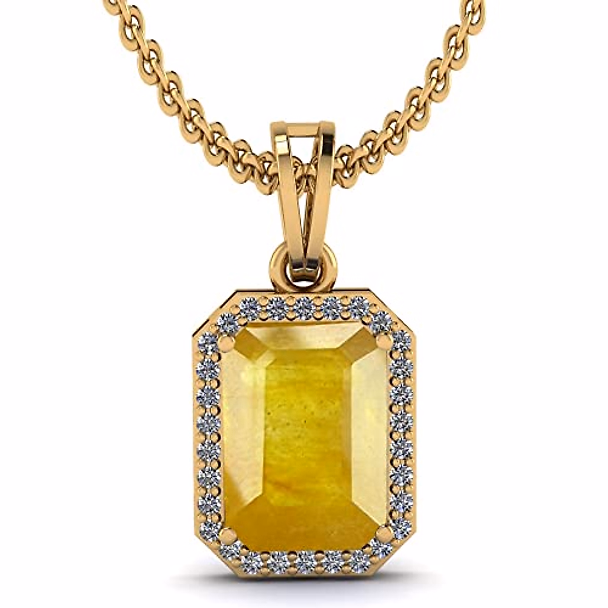 LMDPRAJAPATIS Natural Yellow Sapphire 7.50 Carat Original Pukhraj Pendant/locket 22k Gold Plated for Women's square shape