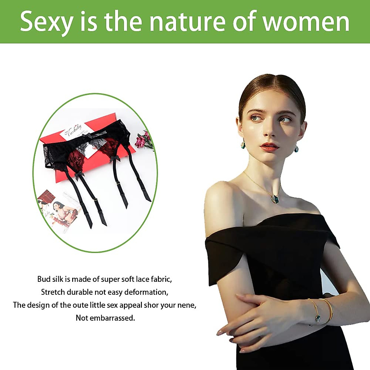 Confonze Women Lace Garter Belt Sexy Suspender Belts for Thigh High Stockings (Large, Black2)