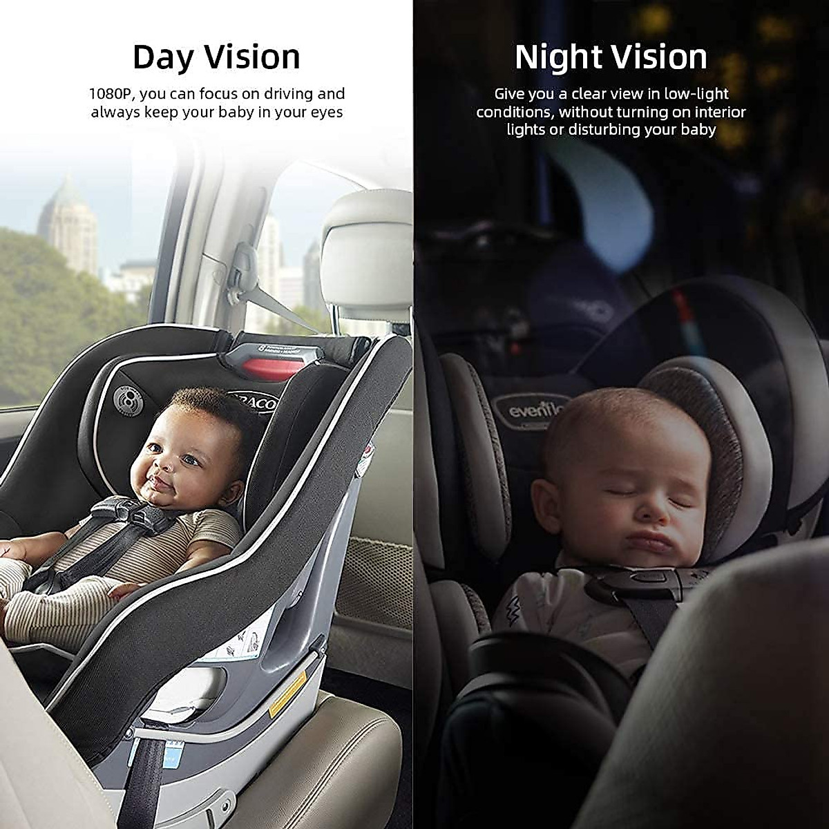 Baby Car Mirror Baby Car Camera 4.3'' HD Baby Car Monitor Baby Mirror for Car Seat Rear Facing with IR light Night Vision Wide View Angle Infant Travel Safety Kit Car Seat Mirror
