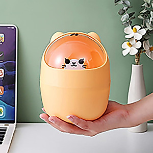 Alunsito Plastic Mini Wastebasket Trash Can, Tiny Desktop Waste Garbage Bin with Lid for Home, Office, Kitchen, Cute Trash Can with Lid, Desk Small Trash Can, Desktop Trash Can, Pink