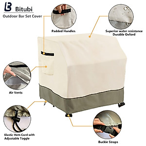 Bitubi 41 Inch Outdoor Bar Set Cover 600D Oxford Cloth Heavy Duty Waterproof Patio Bar Set Cover Wicker Bar Table Set Covers