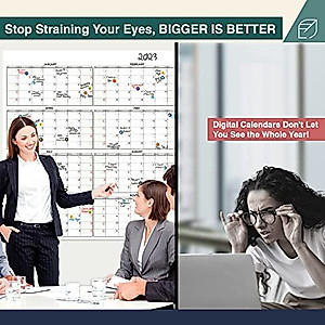 Large Dry Erase Wall Calendar - 38" x 58" - Premium Undated Blank 2023 Reusable Yearly Calendar - Giant Whiteboard Year Poster - Laminated Jumbo Annual Office 12 Month Calendar