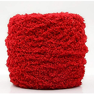 OURVER (32 Red) Celine lin One Skein Super Soft Warm Coral Fleece Fluffy Knitting Yarn Baby Blanket Yarn, 5 Rolls x100g