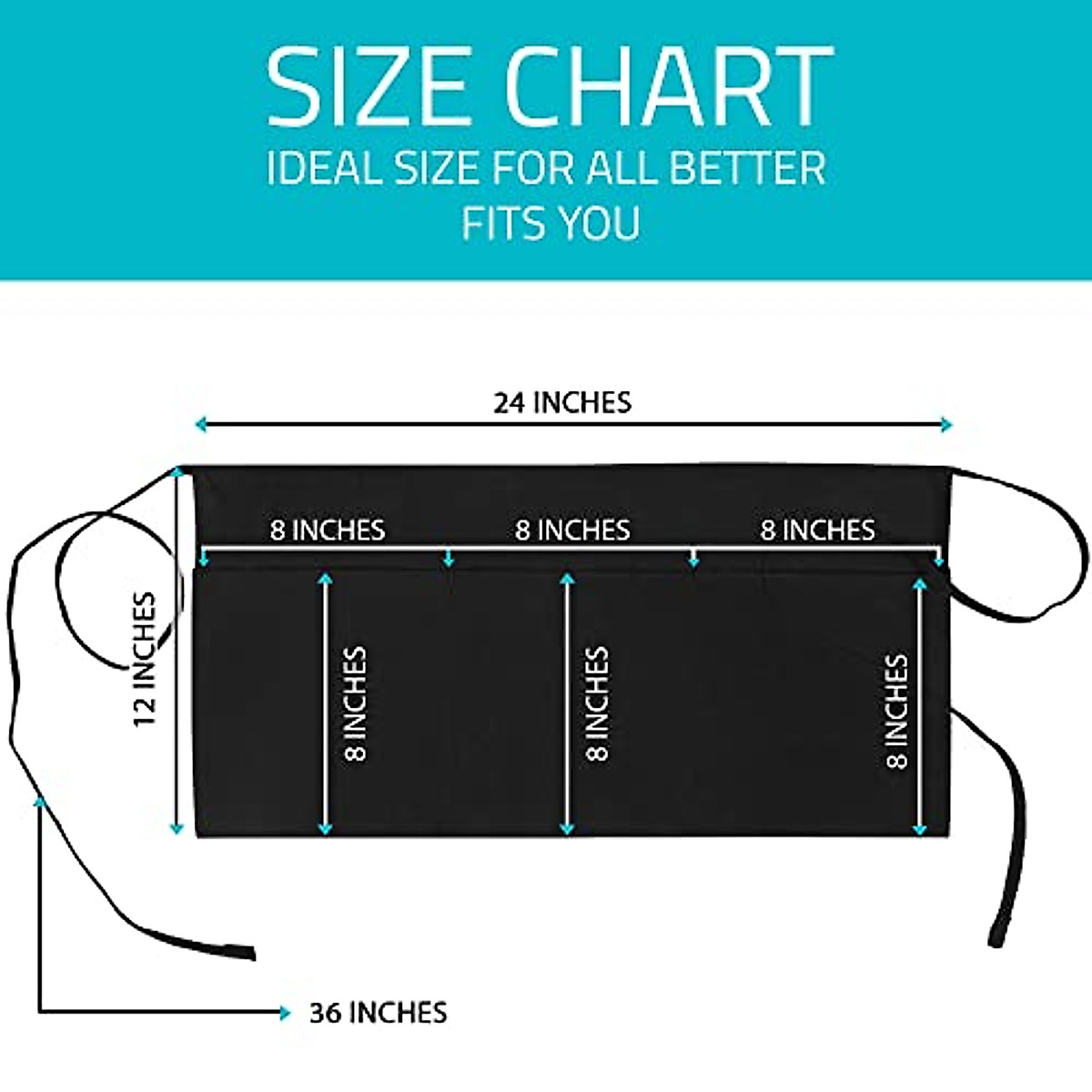 Utopia Wear 3 Pocket Waist Apron [Pack of 2], Server Short Apron for Men Women, Kitchen, Restaurant and Crafting, 24x12 Inches (Black)