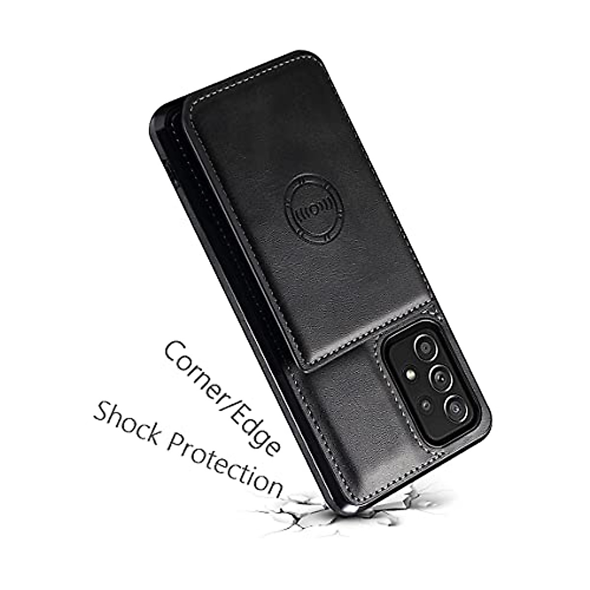 LINYUNE Galaxy S23 Ultra Wallet Case with Credit Card Slot Holder Case [4 Cards] [Car Mount Function], PU Leather Wallet Case for Galaxy S23 Ultra 5G 6.8 Inch - Black