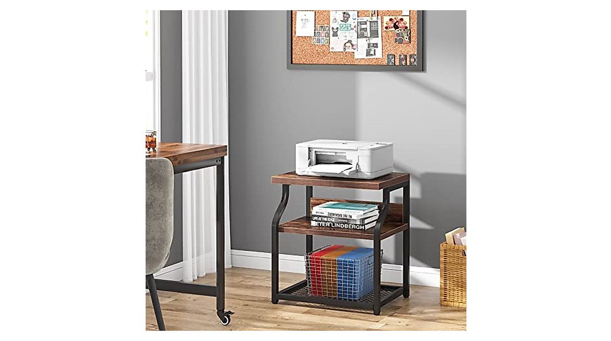 Tribesigns Rustic Printer Stand | Storage for Home Office
