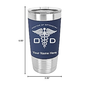 LaserGram 20oz Vacuum Insulated Tumbler Mug, OD Doctor of Optometry, Personalized Engraving Included (Silicone Grip, Navy Blue)