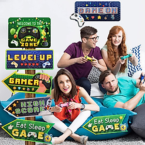 20 Pieces Video Game Party Sign Game Party Themed Directional Signs Video Game Sign Funny Video Game Cutouts Welcome Yard Outdoor Wall Sign Party Supplies Photo Props Backdrop Decoration Party Decor