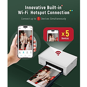 Liene 4x6'' Photo Printer Bundle (60 pcs +2 Ink Cartridges), Wi-Fi Picture Printer, Photo Printer for iPhone, Android, Smartphone, Computer, Dye-Sublimation, Portable Photo Printer for Home Use