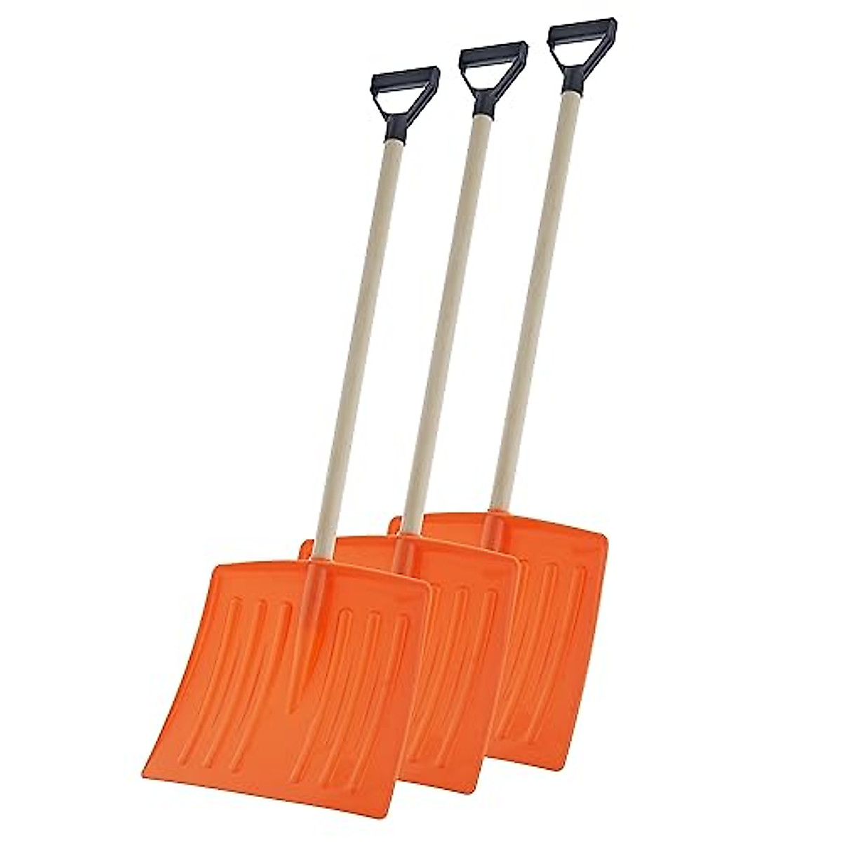 Superio Kids Snow Shovel for Driveway, Plastic Heavy Duty Shovel for Snow Removal with D Grip Wooden Handle Small Orange Kids Shovel Sturdy, 35“ Height, Durable Plastic 12" Wide Blade, Snow Fun (3)