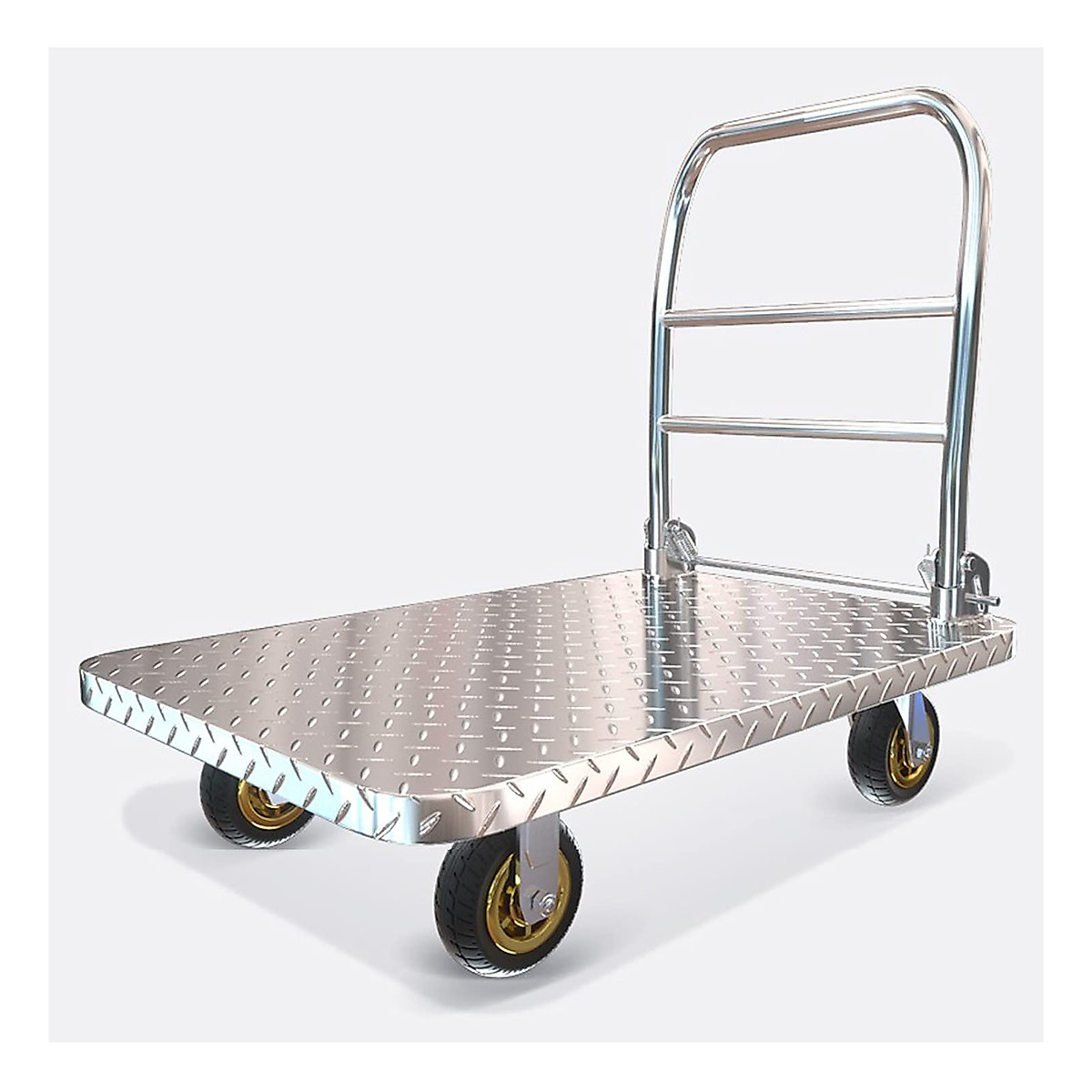 Platform Trucks Hand Push Platform Truck with Mute Wheels, Folding Platform Trolley, for Loading and Storage, 350-500kg Weight Load (Size : 87x58x90cm)