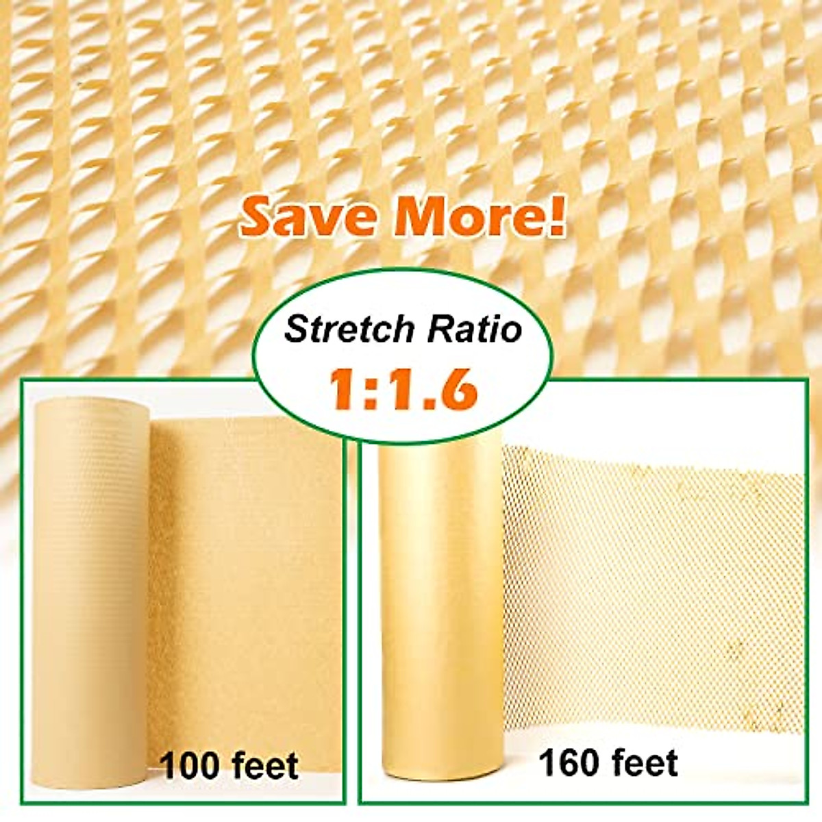 Moving Supplies Honeycomb Packing Paper for Dishes and Glassware 15 Inches * 820 Feet, Large Bubble Cushioning Wrap Roll Eco Friendly Packaging Shipping Material, Sustainable Box Void Filler