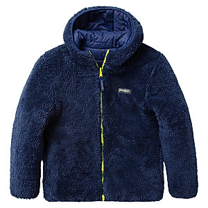 Eddie Bauer Kids Reversible Plush Hoodie Jacket (as1, alpha, m, regular, Navy/Royal, Medium 10/12)