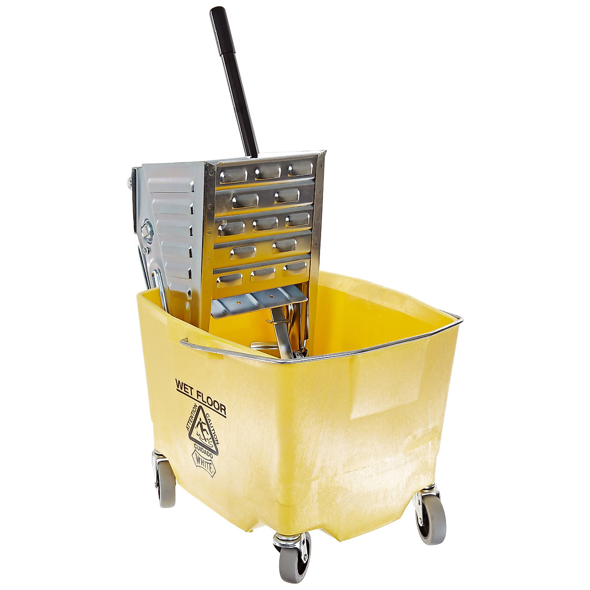 Impact 2/2635-3Y Metal Squeeze Wringer/Plastic Combo Bucket, 26-35 qt Capacity, Yellow/Metal