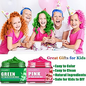 4 Colors Temporary Hair Color for Kids, Green Pink Blue Orange Hair Dye, Instant Hair Color Wax DIY Hairstyle Washable Hair Dye Cream Natural Hair Color for Halloween Party Cosplay Club Women and Men