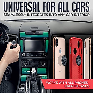 Universal Car Phone Mount Magnetic - All-Metal iPhone Car Mount for Any Smartphone or GPS - Truly One-Handed Cell Phone Holder for Car Dashboard