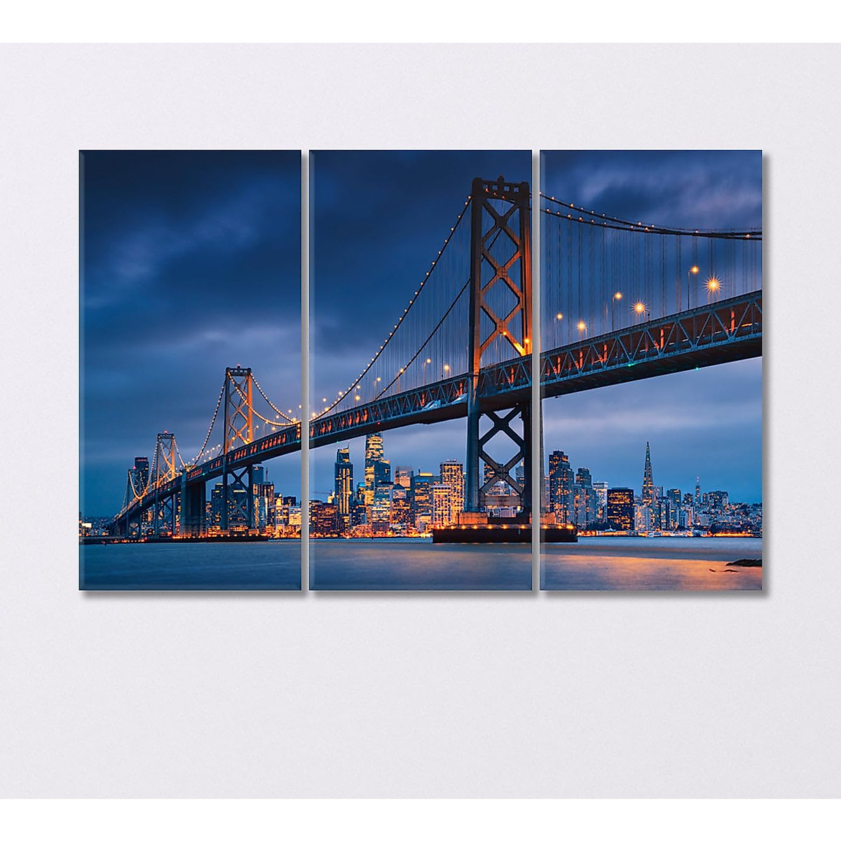 Downtown San Francisco with Oakland Bridge USA Canvas Print 1 Panel / 36x24 inches