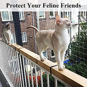 Cat Balcony Net 10 x 30 Feet Cat Netting Safety Netting Anti-Fall Netting Dog Fence Nets Nylon Deck Netting Pet Mesh Fence Child Safety Screen Protection for Balcony Window Stairs Railing