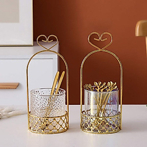 Kelendle Metal Cutlery Storage Organizer Caddy Bin Utensil Pen Pencil Holder Organizer Makeup Brush Box Flower Basket Container Cabinet Pantry Serving for Forks Knives Spoons(Decorative Pattern)