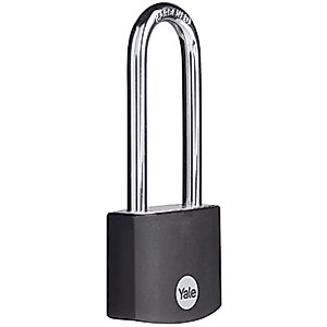 Yale 2.2 Inch Long Shackle Covered Aluminum Lock with 3 keyed Alike Keys for School Gym Locker, Fence, Gate, Toolbox, Case, Hasp Storage (Black)